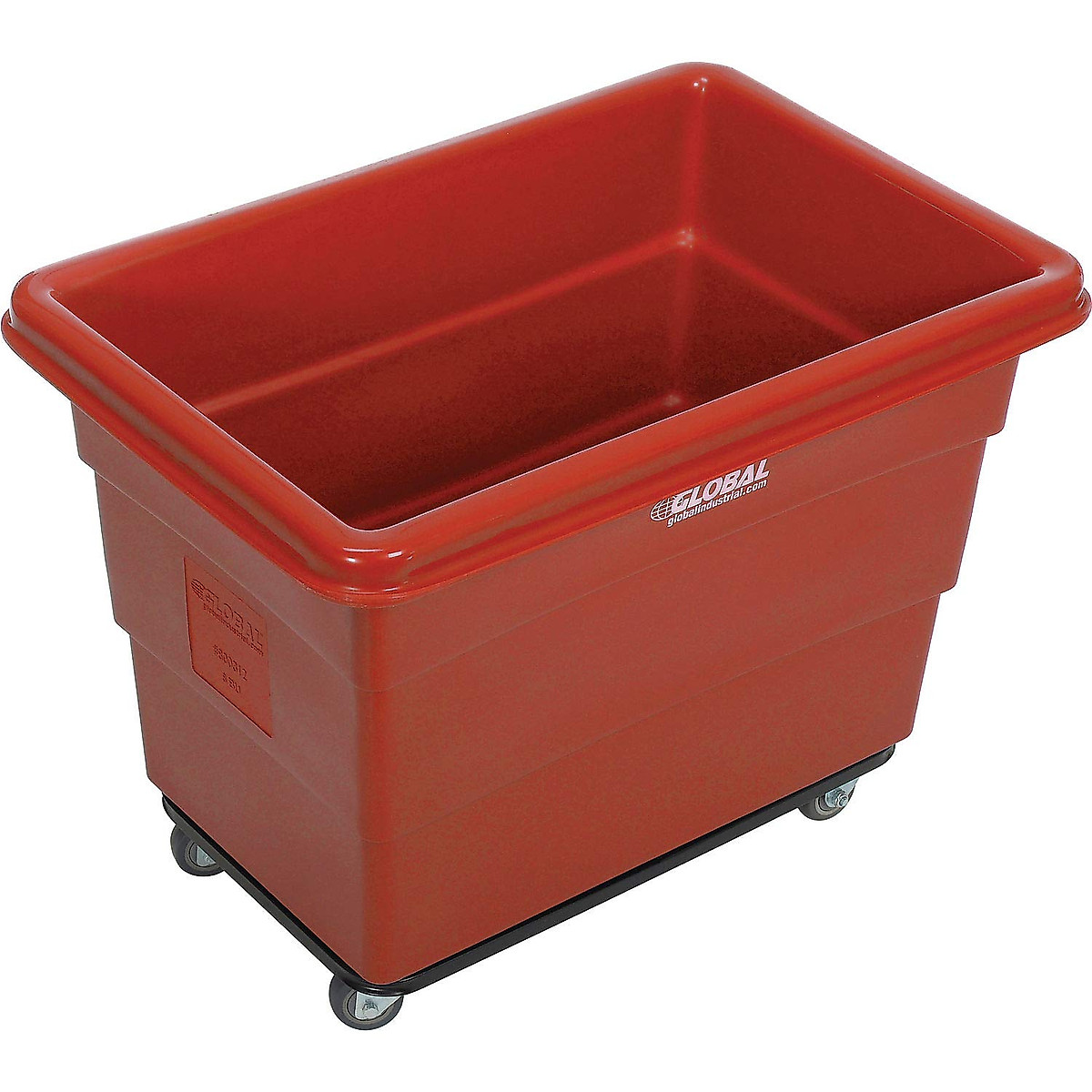 Global Industrial 8 Bushel Plastic Bulk Box Truck, Steel Chassis Base, Red, 33-3/10"L x 24-3/5"W x 27-2/5"H