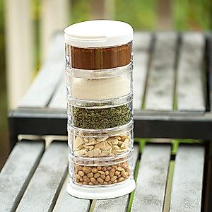 Innobaby Packin' Smart Stackable and Portable Storage System for Formula, Baby Snacks and More. Set of 5 Stackable Containers in Strawberry Sorbet. BPA Free.