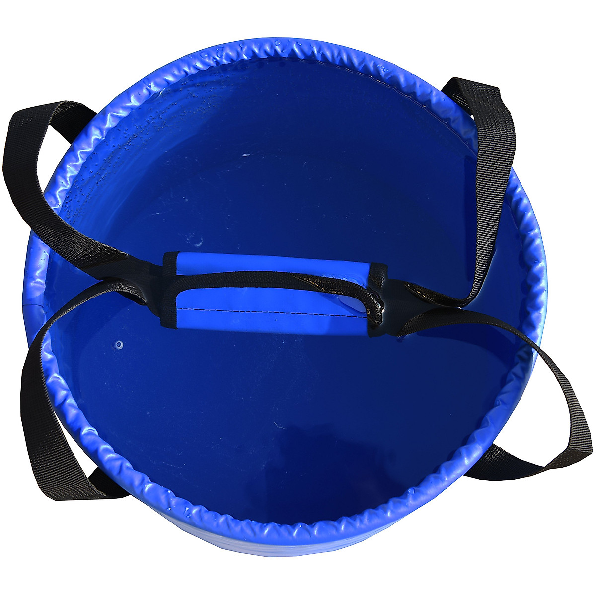 Premium Collapsible Bucket by Freegrace - Compact Portable Folding Water Container - Lightweight & Durable - Includes Handy Tool Mesh Pocket (Navy Blue(Upgraded), 23L (Lid))