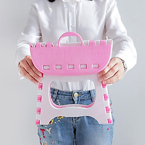 NDNCZDHC Plastic Step Stool, Folding Step Stools for Adults, Portable Step Stool for Kitchen, Small Stools to Sit On,10x7.67x7.5inch(Pink)