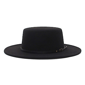 EOZY Women Men Classic Felt Fedora Hat Wide Brim Flat Top Jazz Panama Hat Casual Party Church Hat