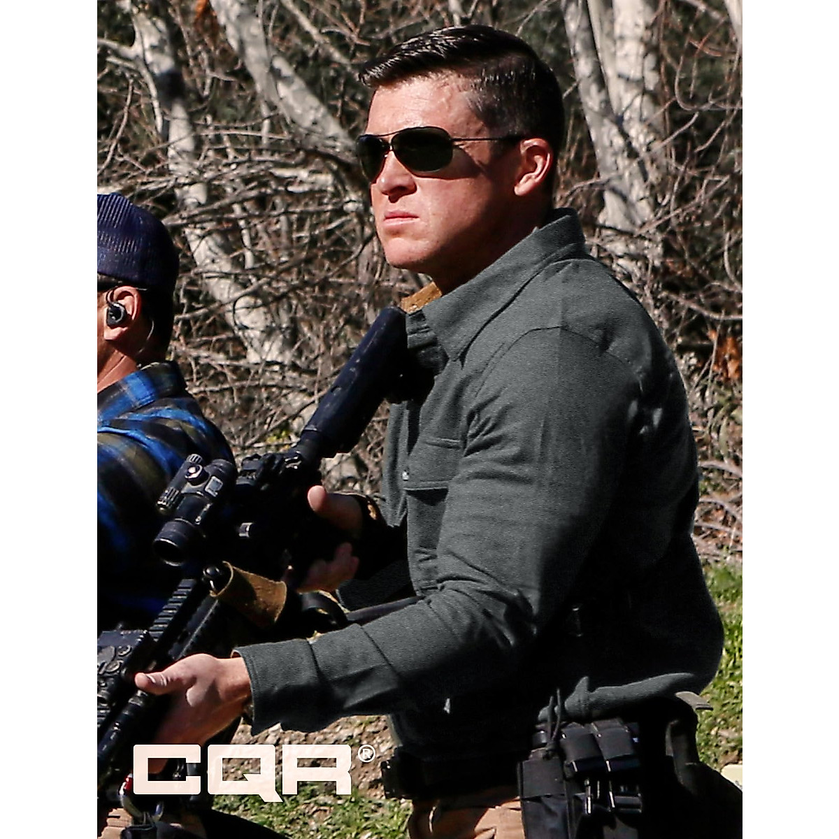 CQR Men's All Cotton Flannel Shirt, Long Sleeve Casual Button Up Plaid Shirt, Brushed Soft Outdoor Shirts, Solid Grey, X-Large