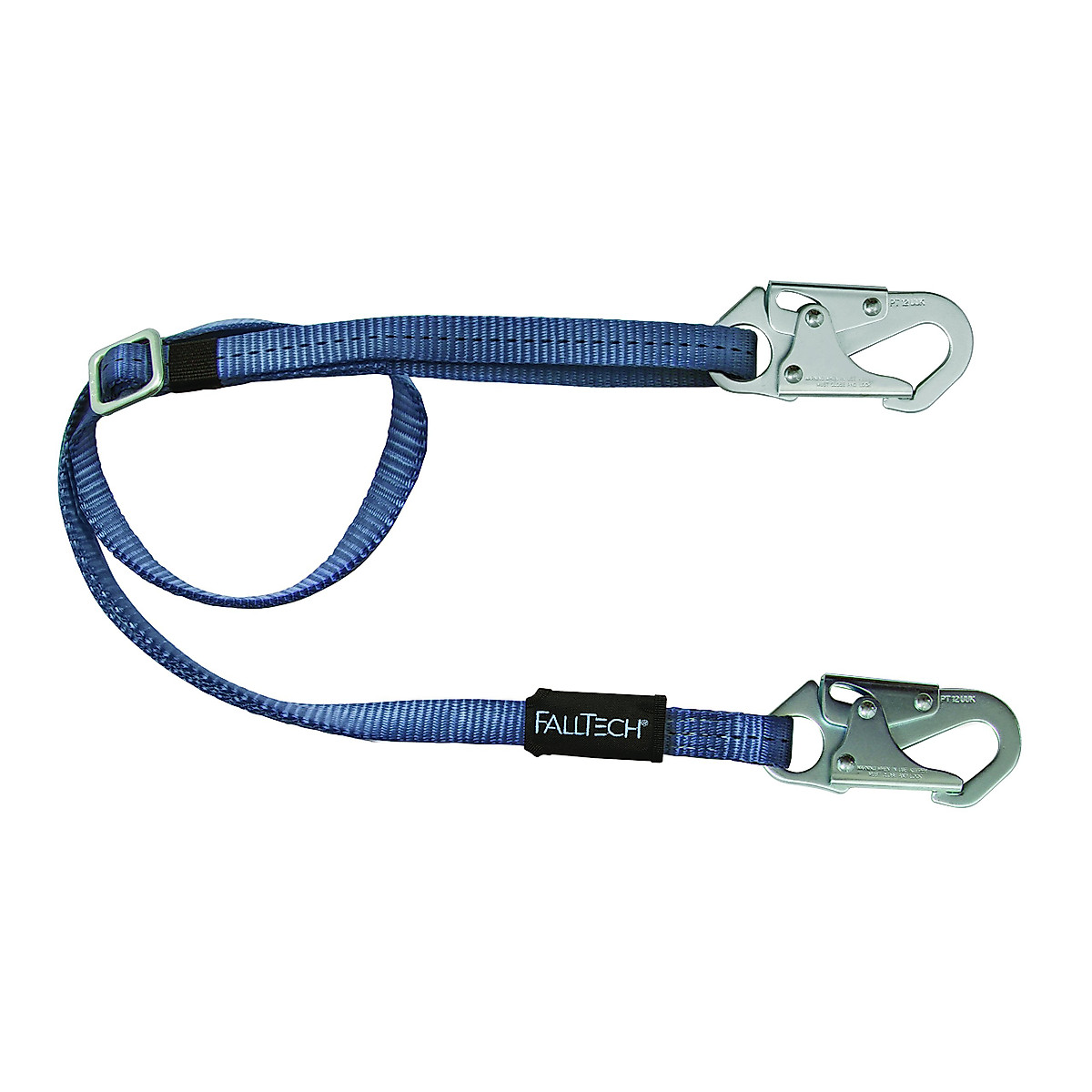 FallTech 820920 Restraint Lanyard - Adjustable Single Leg, 2 Snap Hooks, 11' to 20', Blue