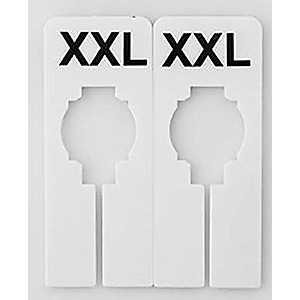 NAHANCO QSDWBKIT4, White Rectangular Clothing Size Dividers with Black Print for XXS-XXL, 1Blank, Kit of 40 (7 Sizes and 1 Blank, 5 of Each)