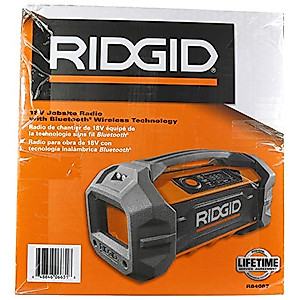 Ridgid R84087 18V Lithium Ion Cordless / Corded Jobsite Radio with Bluetooth, Aux, and AM/FM capabilities (AAA Battery and Aux Cord Included, 18V Battery Not Included)