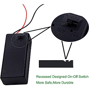 LampVPath (Pack of 2 9v Battery Holder, 9 Volt Battery Holder with Switch, 9v Battery Case with Switch
