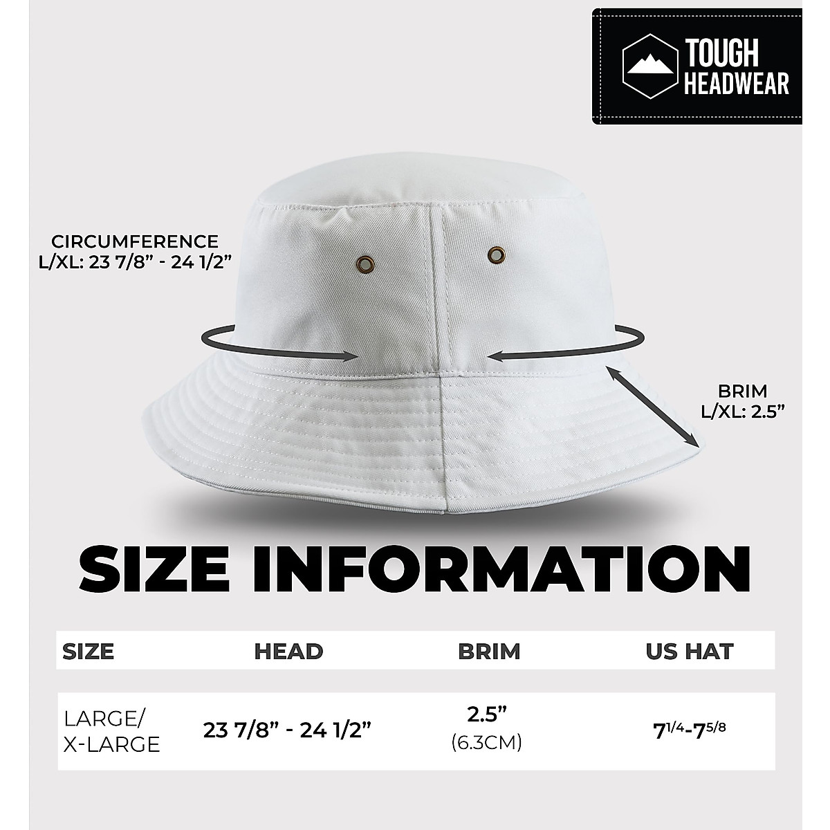 Tough Headwear Summer Bucket Hat - Fisherman Hat - Beach Bucket Hats, Men & Women for Protection White