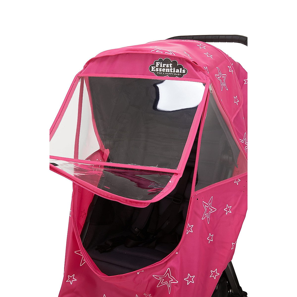 First Essentials Stroller Rain Cover Universal, Baby Travel Weather Shield, Windproof Waterproof, Protect from Dust Snow (Pink)