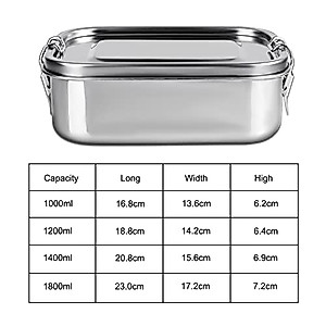 OXYEFEI Stainless Steel Bento Box, Personalized Lunch Container 3 Compartments can Hold All Kinds of Food Metal Lunch Box for Children or Adults (1800ml)