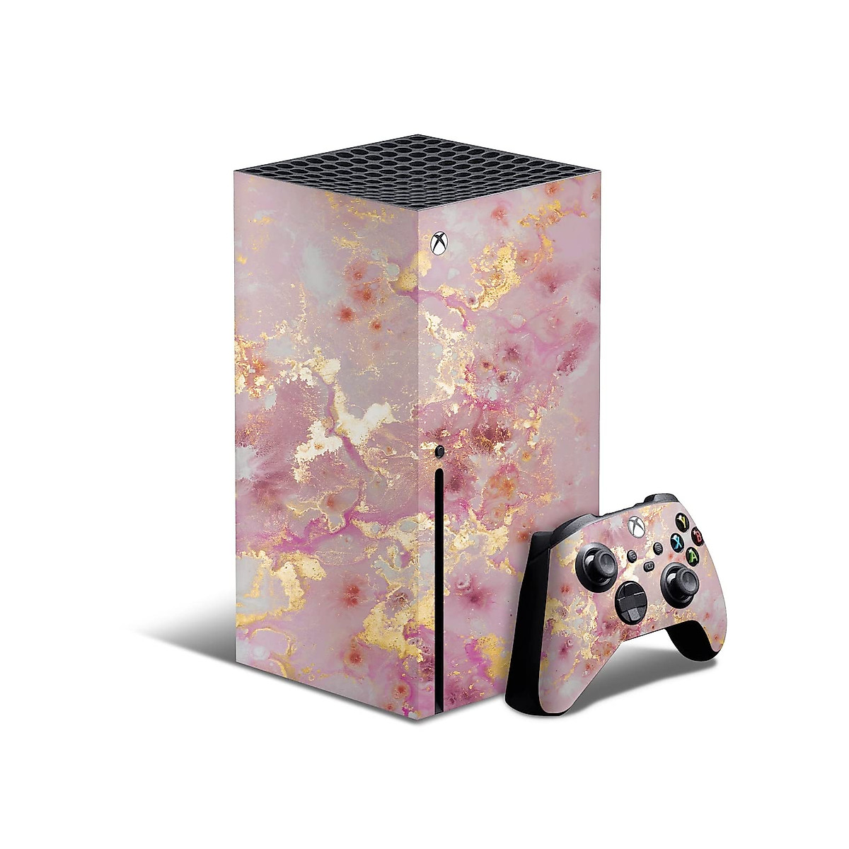 ZOOMHITSKINS Compatible with X1 Series X, Marble Rose Gold Granit Gem Cloudy Pink, Durable, Bubble-Free, Goo-Free, Made in USA