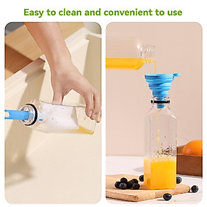 Party Club of America 21pcs 16oz Square Empty Reusable Juice Bottles With Caps,Label, Funnel, And Brush Drink Containers For Juicing Milkshake And Other Beverages