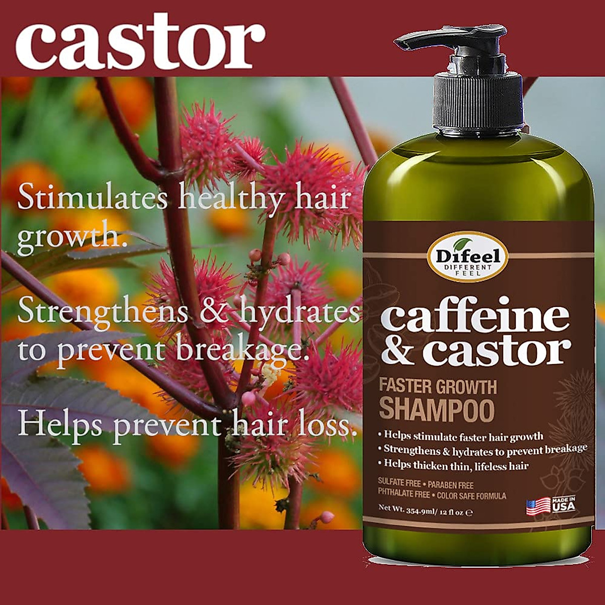 Difeel Caffeine & Castor Conditioner for Faster Hair Growth 33.8 oz.