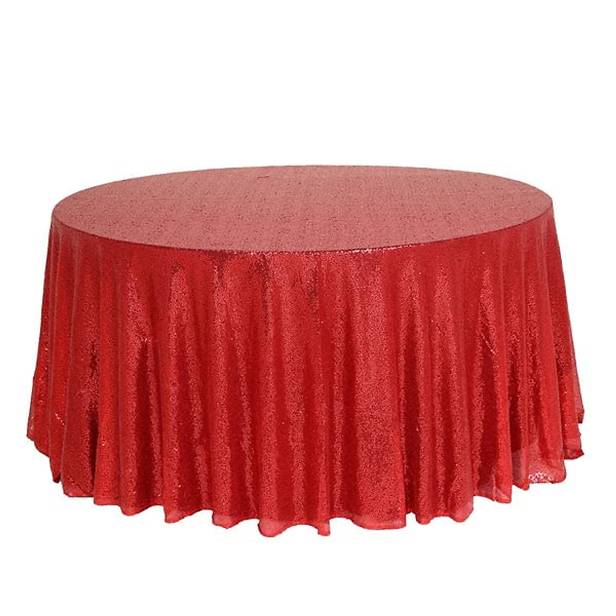 Tableclothsfactory 132" Wholesale Premium Table Cover Sparkly Sequin Round Tablecloth for Wedding Banquet Party Home Decor - Red