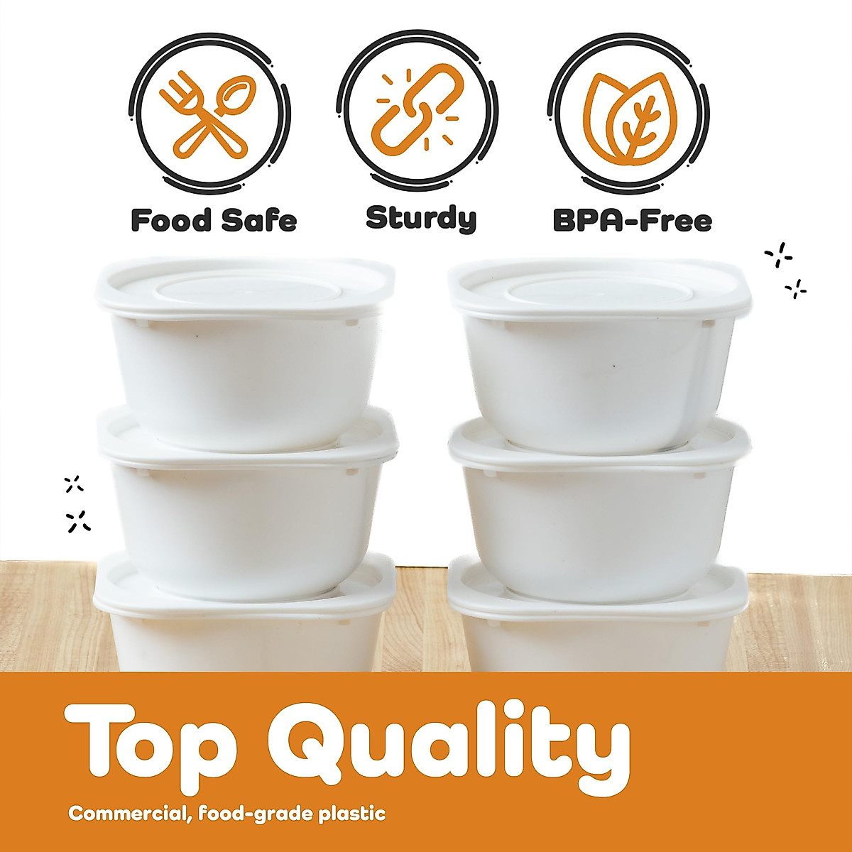 GSM Brands Pizza Dough Proofing Boxes - Stackable Commercial Quality Trays with Covers (5.3 x 5.3 x 2.5 Inches, 20 fl. oz. Each) - 6 Trays and 6 Covers