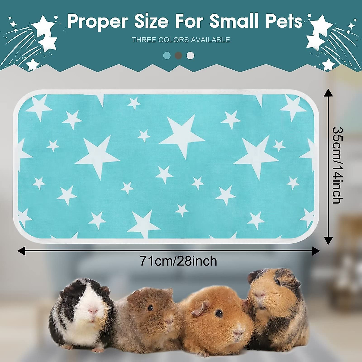 Reusable Pee Pads for Guinea Pigs Set of 6 - Washable Guinea Pig Cage Liners - Pet Mat for Small Animal Cage - Small Animal Bedding for Hamster Bunny Puppy Kitten