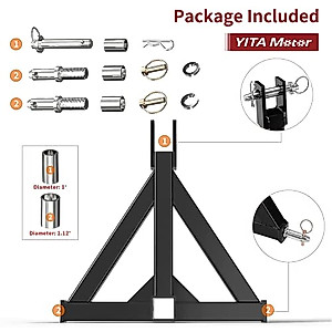 YITAMOTOR (FRSSPF-0033) 3 Point Trailer Hitch with 2" Receiver for Category 1 Tractor Drawbar Hitch Adapter for Kubota, John Deere, BX, LM25H, WLM Tractor, NorTrac, Yanmar, Kioti, Cat