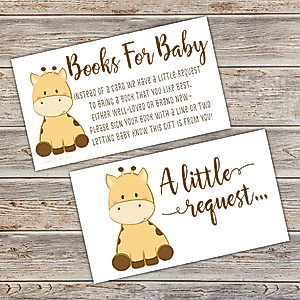 50 Giraffe Books for Baby Shower Request Cards - Baby Shower Invitation Inserts