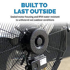 NewAir 20” Outdoor Rated 2-in-1 High Velocity Floor or Wall Mounted Fan with 3 Fan Speeds and Adjustable Tilt Head, NIF20CBK00