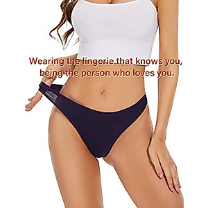 Sunm Boutique 5 Pack Seamless Thongs for Women No Show Thongs Nylon Stretch Thong Panties Underwear S-XL