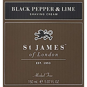 St James of London Black Pepper & Lime Shave Cream Jar, 5.07oz
