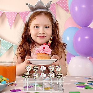 2 Packs Acrylic Lollipop Holder Acrylic Cake Pop Stand Display Cake Pop Holder 100PCS Lollipop Sticks 100PCS Clear Treats Bags and 100PCS Gold Metallic Twist Ties for Candy Cake Pop Making Tools