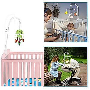 LIUDHPSP 23 inch Baby Crib Mobile Bed Bell Holder Arm Bracket, with Music Box, The Claw Part can be Adjusted Width-DIY Toy Decoration