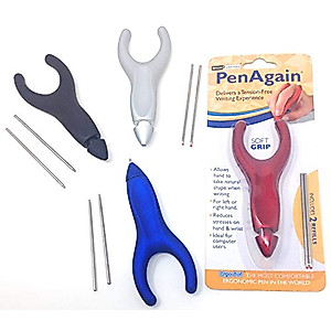 Penagain Ergosof, Ballpoint Pen, Set of 4 Colors: Black, Silver, Red and Blue (Individually Packaged with Two Refills Per Pen) (Limited Edition)