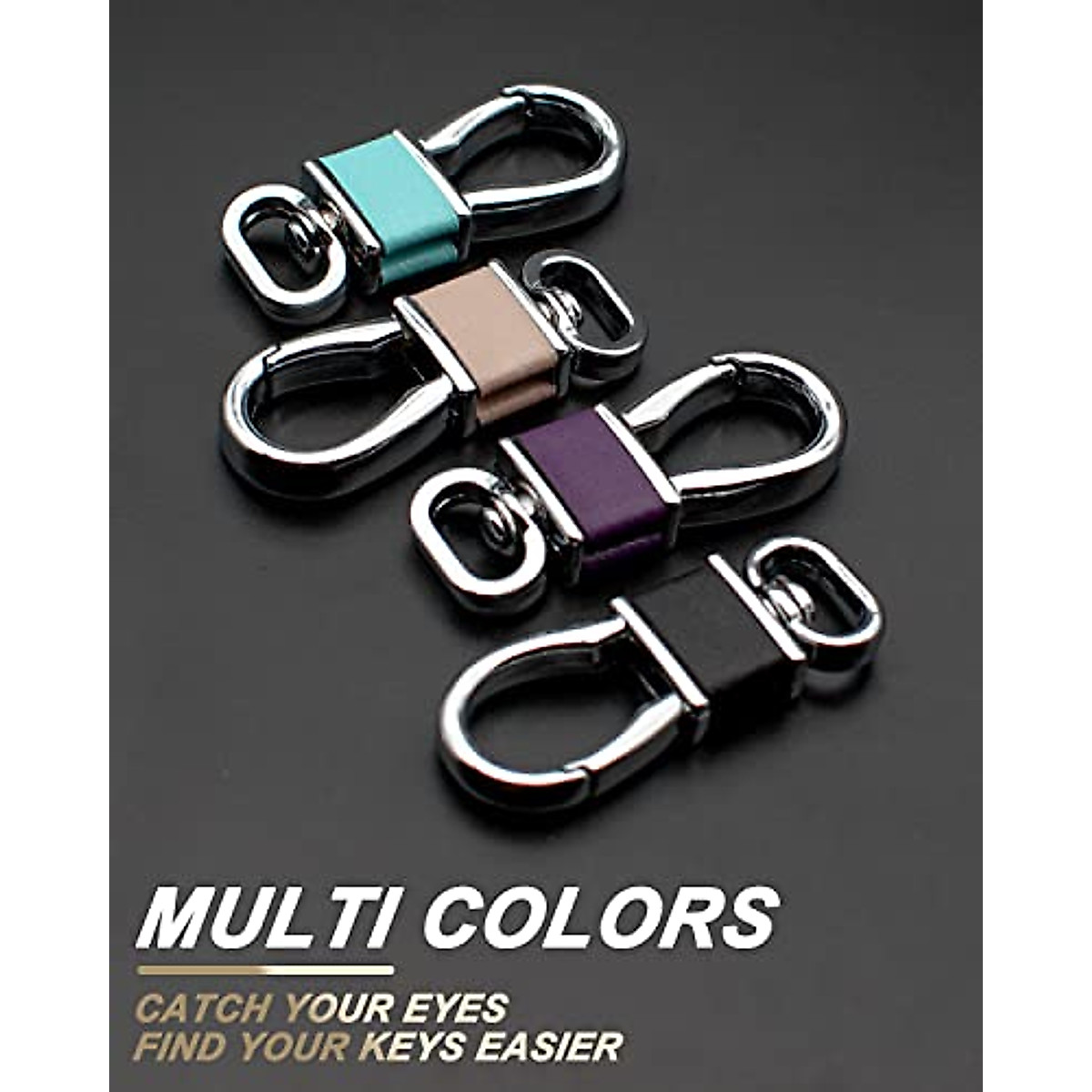 FEYOUN 4 Pack Metal Carabiner Keychain Key Clip Hook, 4 Key Rings Car Key Chain Clips Ring Holder Organizer for Men and Women, Car Accessories, Multi Color