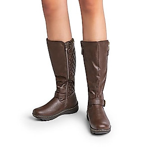 DREAM PAIRS Women's Faux Fur Knee High Boot Round Toe Fall Winter Boots,Size 10,Brown,URVA