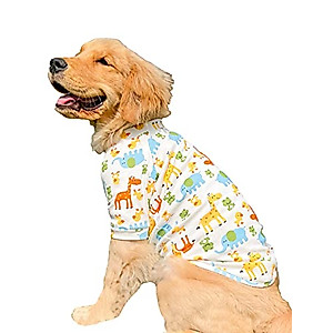 Milumia Pet Cute Cartoon Print Pajamas for Medium Large Dogs Shirts Pet Clothes Outfits Multicolor 3X-Large Plus