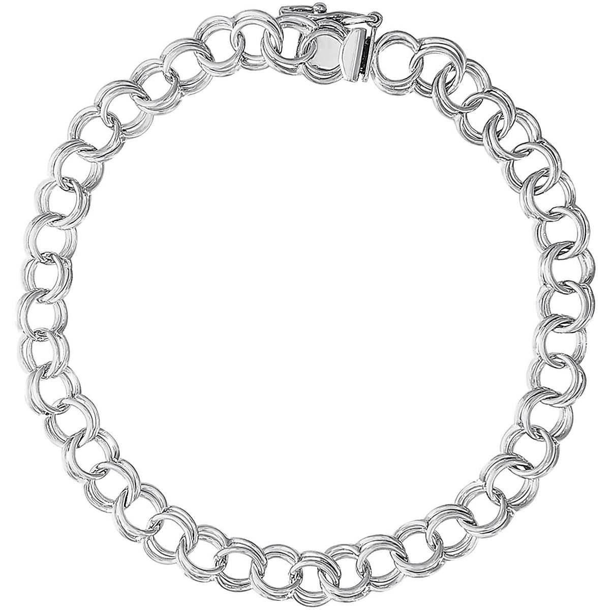 Rembrandt Charms 8" Double Link Curb Classic Charm Bracelet, Sterling Silver