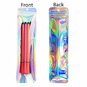 100 Pack Pen Packaging Bags Packaging Holographic Bags for Small Business Jewelry,Lip Gloss,Pen, (2.4x9inch)