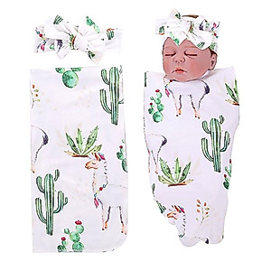 PROBABY Newborn Swaddle Blanket Baby Receiving Blankets Cactus & Llama Print Swaddle Sack Wrap Unisex Newborn Clothes for Baby Boy Girl 0-3 Months