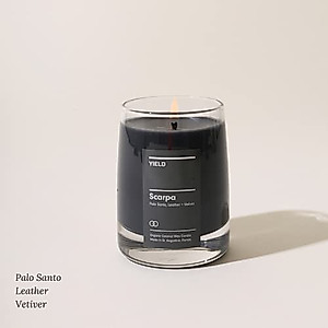 Yield Scarpa Organic Coconut Wax Candle - Palo Santo and Leather Notes - Warm & Woodsy Scented Luxury Candle - Hand Poured in The USA - 50 Hour Burn Time