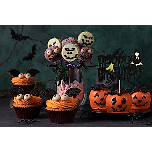 Sumerk 1 Pack Wednesday Addams Cake Decorations Wednesday Cake Topper Happy Birthday Family Party Supplies for Boys Girls Wednesday Theme Birthday Party Supplies