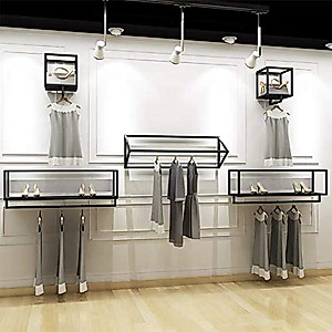 MDEPYCO Creative Triangle Display Garment Racks in Boutique Clothing Stores, Wall-Mounted Hanging Clothes Shelf in Home, Towel Racks for Bathroom Storage (Black, 31.5" L)