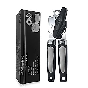 Safring Can Opener Manual, Handheld Strong Heavy Duty Stainless Steel Can Opener, Comfortable Handle, Sharp Blade Smooth Edge, Can Openers with Multifunctional Bottle Opener