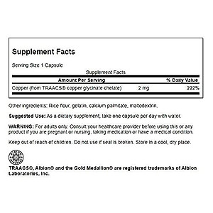 Swanson Albion Chelated Copper 2 Milligrams 60 Capsules (2 Pack)
