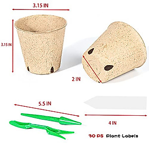 Baxrou 120 Packs 3.15 Inch Peat Pots Plant Starters for Seedling, Biodegradable Herb Seed Starter Pots Kits, Seedling Pots, Garden Germination Nursery Pot wit 30 Plant Labels, 2 Transplant Tools.