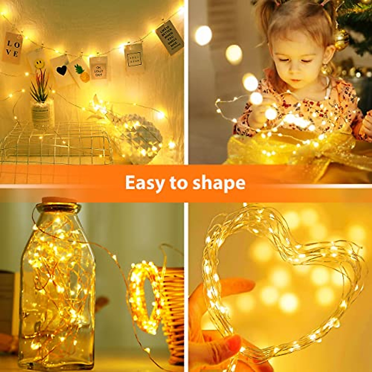 litogo 24 Pack Fairy Lights Battery Operated, 7ft 20 LED Waterproof Fairy String Lights Small Mini Light for Mason Jars Vases Table Centerpieces Wedding Decorations Christmas Tree, Warm White