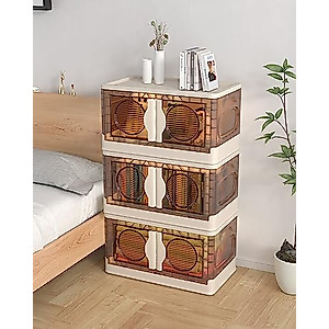 SDADI 19.2 Gal Plastic Foldable Storage Cabinet, Collapsible Storage Bins with Door, Stackable Cube Storage Organizer, Plastic Storage Cart£¬Closet Organizers and Storage (5-pack, Gray)