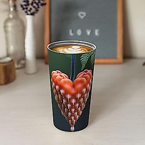 WANGXUEE Heart Shaped Flower Print 500ml Stainless Steel Travel Tumbler Double Wall Vacuum Insulated Coffee Mug