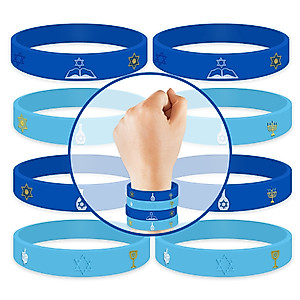 BlueBell 20 pc Jewish, Hanukkah, Bar Mitzvah Celebration, Jewish, Israel Wristbands Party Favors (Small, Jewish)