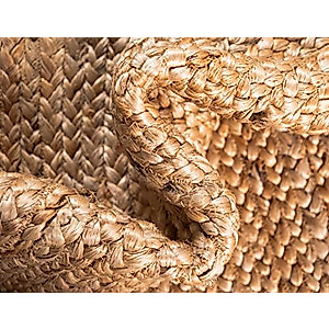 Unique Loom Braided Jute Collection Area Rug - Dhaka (4' 1" x 6' 1" Oval, Natural)