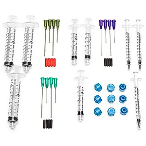 Dispense All - K2-9PK All-Purpose Industrial Syringe Kit - 1ml/3ml/10ml with 1 & 2 Inch 14, 18, & 21 Gauge Dispensing Tips, Syringe Caps and Tip Covers
