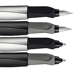 Pelikan Twist Fountain Pen with 1 Ink Cartridge, Medium Nib, Silver, Boxed (947101)