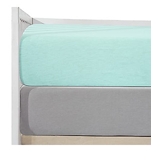 2 Pack Jersey Crib Sheets Set, Stretchy Jersey Knit Crib Fitted Sheet for Boys and Girls, Size 28 x 52 in, Baby Sheets Fit Standard Crib and Toddler Bed (Aqua Grey)