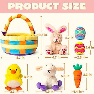 JOYIN 7 Pcs Easter Basket Plushies playset Easter Basket Stuffers Toys for Easter Party Favors Plush Easter Basket for Kids of All Ages