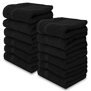 White Classic Luxury Hand Towels | 6 Pack Luxury Cotton Washcloths | 12 Pack Bundle (Gray)