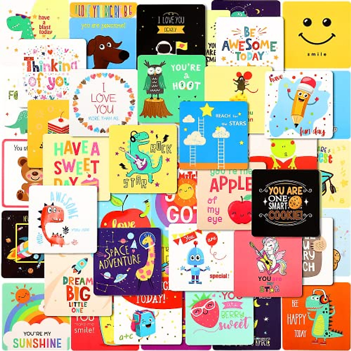120 Pieces Lunch Box Notes for Kids Cute Lunchbox Notes for Kindergartners Inspirational and Motivational Kids Lunch Box Notes Back to School Gifts for Kids ,60 Style (Lovely Style)